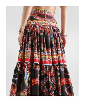 Dolce & Gabbana Carretto-print Poplin Long Skirt