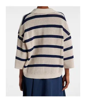 Brunello Cucinelli Striped Cotton Polo Sweater