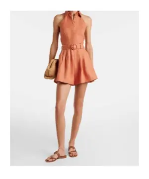 Zimmermann Awaken Belted Linen Romper