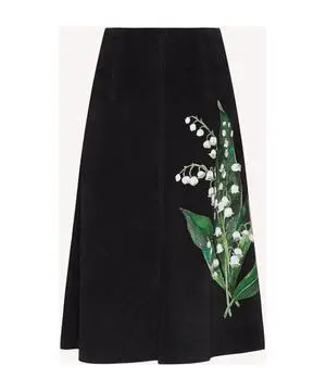 Red Valentino A-line May Lily Embroidered Skirt