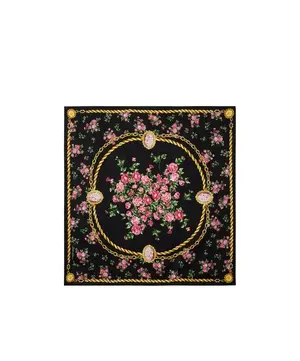 Dolce & Gabbana Floral Silk Scarf - Black