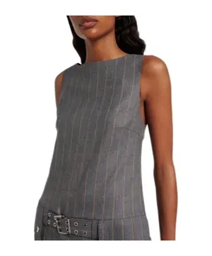 GANNI Belted Pinstripe Minidress