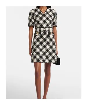 Valentino Garavani Vgold Checked Tweed Minidress