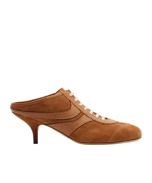 Dries Van Noten 65 Leather-trimmed Suede Mules - Brown