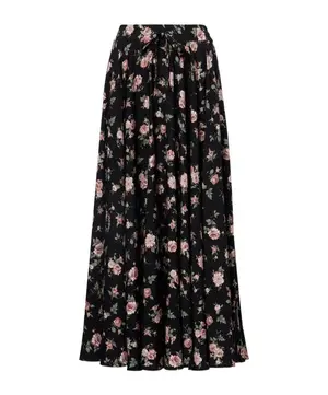 Dolce & Gabbana Floral Silk-blend Charmeuse Maxi Skirt - Black