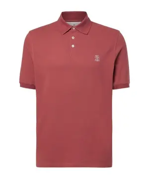 Brunello Cucinelli Logo Cotton Piqué Polo Shirt - Brown