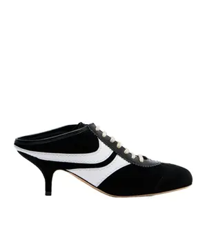 Dries Van Noten 65 Leather-trimmed Suede Mules - Black