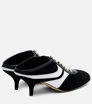 Dries Van Noten 65 Leather-trimmed Suede Mules