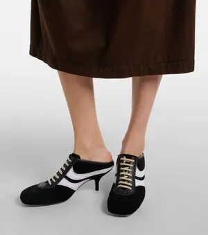 Dries Van Noten 65 Leather-trimmed Suede Mules