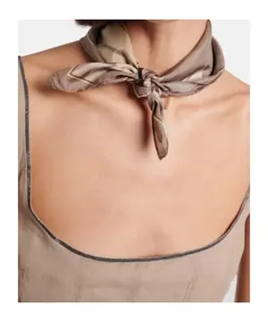 Brunello Cucinelli Floral Silk Twill Scarf