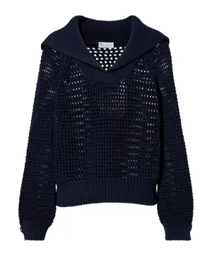 Brunello Cucinelli Cotton-blend Polo Sweater - Blue