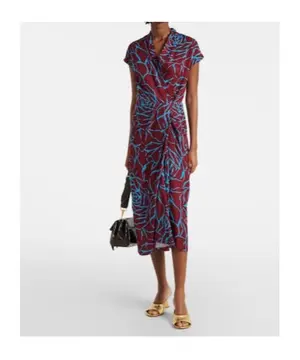 Dries Van Noten Printed Satin Midi Dress