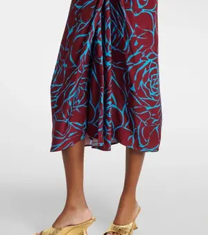 Dries Van Noten Printed Satin Midi Dress