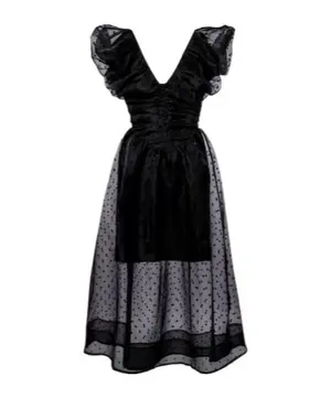 GANNI Polka Dot Midi Dress - Black