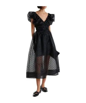 GANNI Polka Dot Midi Dress