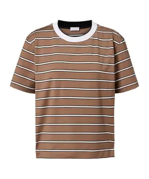 Brunello Cucinelli Striped Cotton Jersey T-shirt - Brown