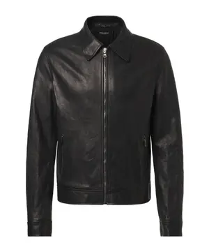 Dolce & Gabbana Leather Blouson Jacket - Black