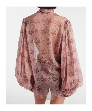 Dolce & Gabbana Floral Tie-neck Silk Blouse