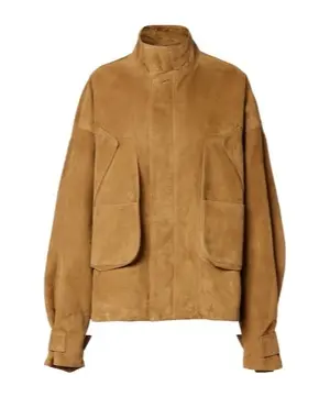 Attico Soft Suede Flight Jacket - Brown