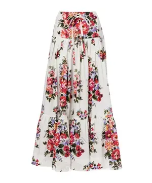 Dolce & Gabbana Floral Cotton Poplin Maxi Skirt - Multi-color