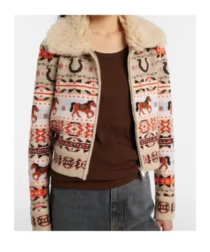 Stella McCartney Intarsia Virgin Wool Zip-up Cardigan