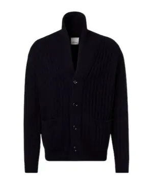 ALLUDE Ribbed-knit Wool And Cashmere Cardigan - Black