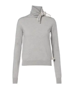AREA Embellished Cotton And Cashmere Turtleneck Sweater - Gray