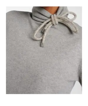AREA Embellished Cotton And Cashmere Turtleneck Sweater