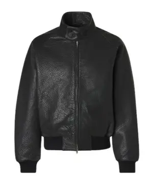 Studio Nicholson Over Leather Bomber Jacket - Black