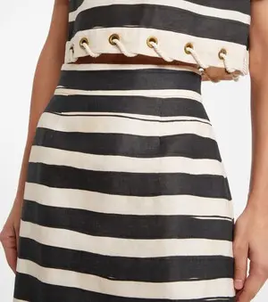 Zimmermann Rebellion Striped Linen Midi Skirt