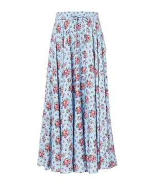 Dolce & Gabbana Floral Silk-blend Midi Skirt - Blue