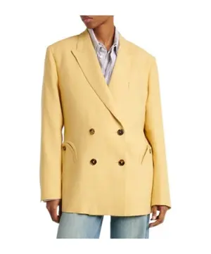 BLAZÉ MILANO Pure Linen Double-breasted Blazer - Nude