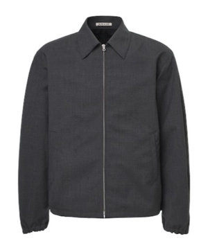 Auralee Relaxed Fit Zip-up Blouson Jacket In Bonded Wool - No