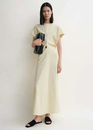 TOTEME Slouch Waist Basketweave Maxi Dress - Straw