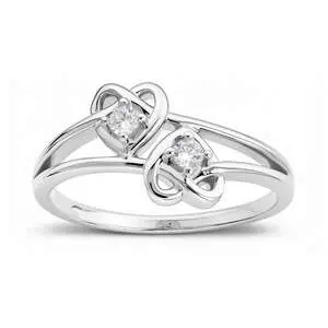 KYLIE HARPER Swirling Double Heart Ring In Sterling - Silver