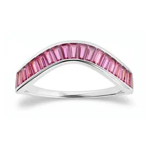 KYLIE HARPER Baguette-cut Pink Swirl Band Ring In Sterling - Silver