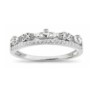 KYLIE HARPER Diamond Cz Claddagh Band Ring In Sterling - Silver
