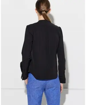 CALLAS MILANO Olympia Long Sleeve Poplin Top - Black