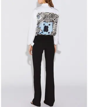 CALLAS MILANO Sirene Poplin Shirt With Silk Twill Milano Print Scarf Back - White
