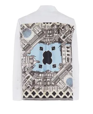 CALLAS MILANO Sirene Poplin Shirt With Silk Twill Milano Print Scarf Back - White