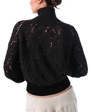 PARKER ZINN Finley Open Knit Jacket - Black