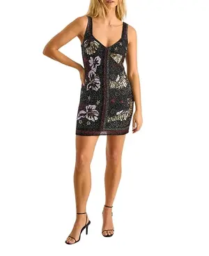 Nasty Gal Celestial Beaded Mini Dress - Black