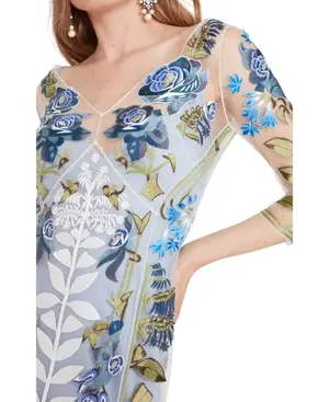 TEMPERLEY LONDON Lucille V-neck Dress - Frost Blue