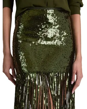 Alice + Olivia Kendra Sequinned Fringe Skirt