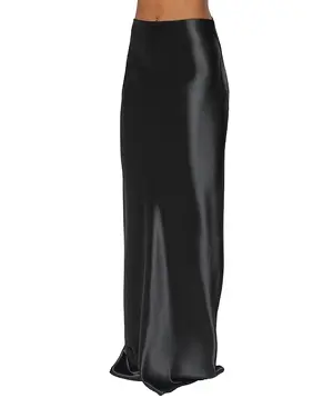 JLUXLABEL Tradition Satin Maxi Skirt - Black