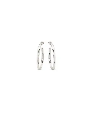 UNODE50 Sterling Plated Open Hoop Earrings - Silver