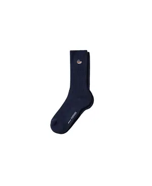 EDMMOND STUDIOS Duck Logo Ribbed Crew Socks - Plain Navy