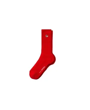 EDMMOND STUDIOS Duck Logo Ribbed Crew Socks - Plain Red
