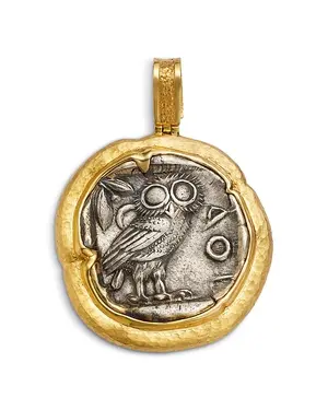 JORGE ADELER 18k Yellow Owl Coin Enhancer Pendant - Gold