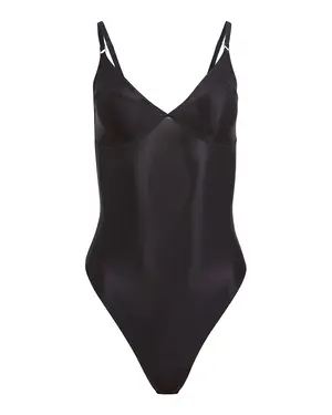 FLEUR DU MAL Le Stretch Gloss Thong Bodysuit